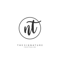 N t nt initial letter handwriting and signature Vector Image