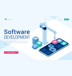 Web design and development isometric Royalty Free Vector