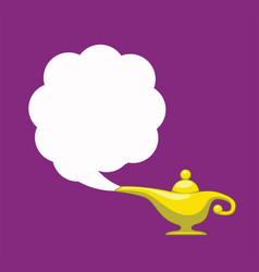 Genie lamp with smoke magic antique wish aladdin Vector Image