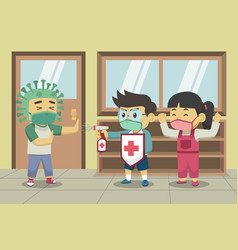Happy school children stand Royalty Free Vector Image