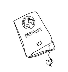 Passport with direction as line drawing on white Vector Image