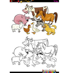 Coloring book with farm animals 3 Royalty Free Vector Image