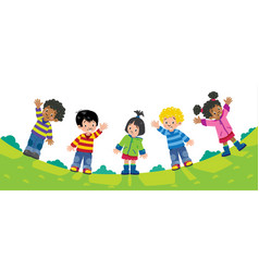 Children set of 4 kids smiling boys and girls Vector Image