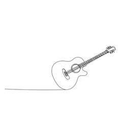 Acoustic guitar continuous line drawing Royalty Free Vector