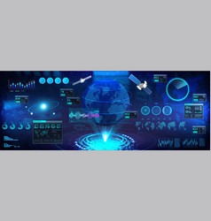 Command center screen in hud style Royalty Free Vector Image