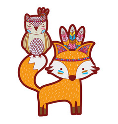 Owl and fox animals with feathers design Vector Image