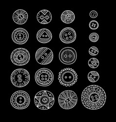 Set cloth buttons in different designs in boho Vector Image