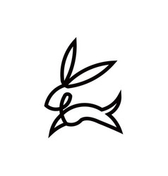 Animal rabbit one line art logo design Royalty Free Vector