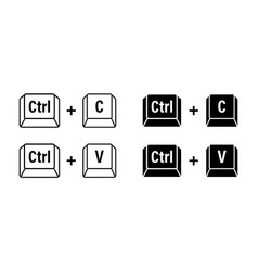 Ctrl c and v computer keyboard sketch buttons Vector Image