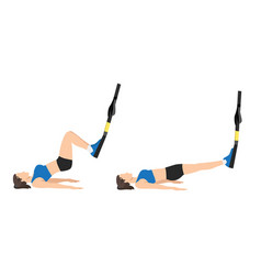 Trx suspension strap hamstring leg curls exercise Vector Image