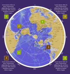 World map in polar projection antarctic center Vector Image
