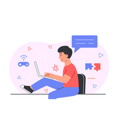 Man playing computer game Royalty Free Vector Image