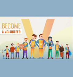 Modern volunteering banner set cartoon style Vector Image
