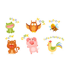 Cute cartoon animal making sounds Royalty Free Vector Image