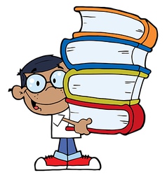 Child holding books cartoon Royalty Free Vector Image