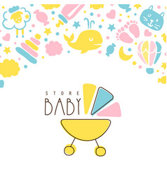 Sweet baby banner template kids store products Vector Image