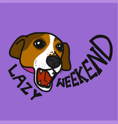 Jack russell dog is sleeping love weekend cartoon Vector Image
