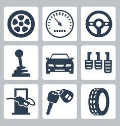 Car fuel economy and gasoline expense set flat Vector Image