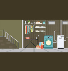 Modern interior storage room with metal shelf Vector Image