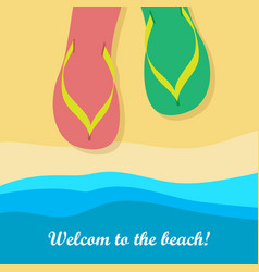 Flip-flops blue summer shoes Royalty Free Vector Image
