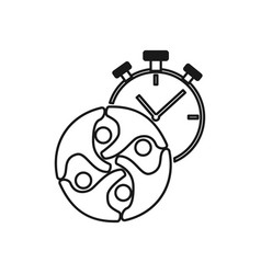 Stopwatch hand commitment teamwork together Vector Image