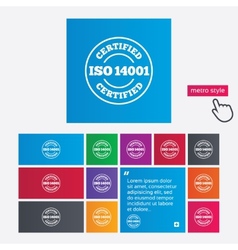 ISO 14001 certified sign Certification stamp Vector Image