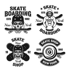 Skateboarding emblem with two skate decks Vector Image