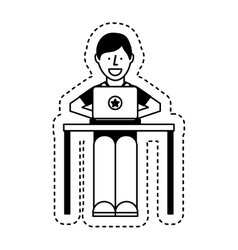 Person using computer icon Royalty Free Vector Image