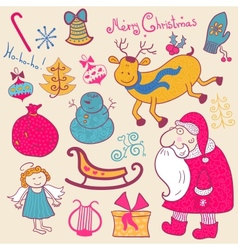 Vintage christmas set old paper Royalty Free Vector Image