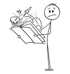 Cartoon confused or shocked man reading Royalty Free Vector