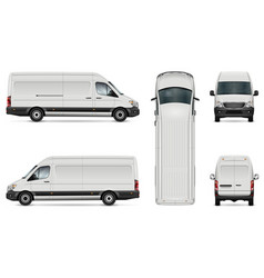 Mocup set of white car cargo van and delivery Vector Image