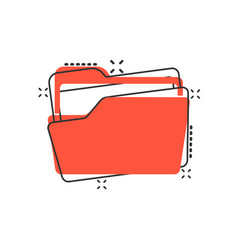 File folder icon in comic style documents archive Vector Image
