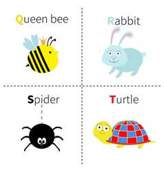 Letter P Q R Parrot Queen bee Rabbit Zoo alphabet Vector Image