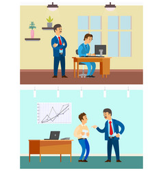 Bad job angry boss and irresponsible employee Vector Image