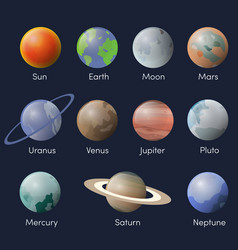 Bright realistic planets on solar system like Vector Image
