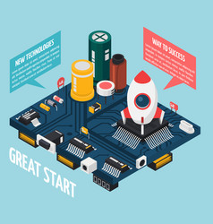 Flat electronic components concept Royalty Free Vector Image