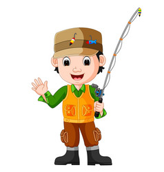 Cartoon man fishing Royalty Free Vector Image - VectorStock