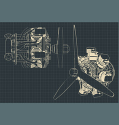 Radial engine blueprints Royalty Free Vector Image