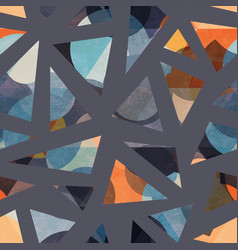 Colorful triangle seamless pattern with grunge Vector Image