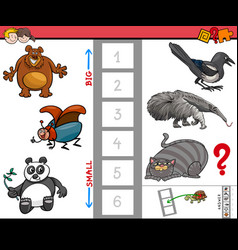 Big and small animals cartoon game for kids Vector Image
