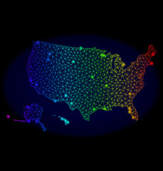 Polygonal network spectrum mesh map of usa Vector Image