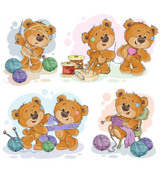 Set clip art teddy bears Royalty Free Vector Image