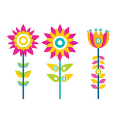 Bright creative flowers with colorful petals set Vector Image