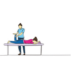 Continuous one line drawing physiotherapist Vector Image