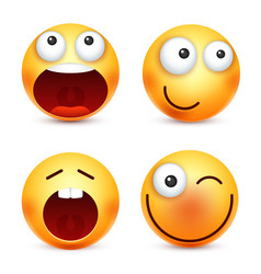 Smileyemoticons set yellow face with emotions Vector Image