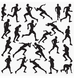 Three silhouettes of running women Royalty Free Vector Image