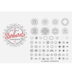 70 handmade sunburst design elements Royalty Free Vector