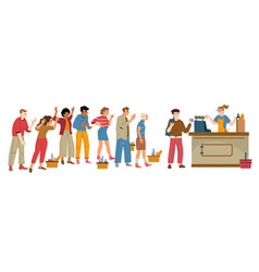 People waiting in store line long shop queue Vector Image