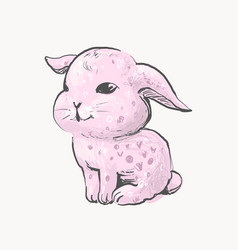 Cute pink bunny in simple childish style Vector Image