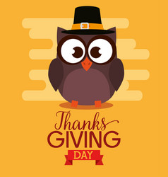 Thanks giving card with turkey and owl Royalty Free Vector